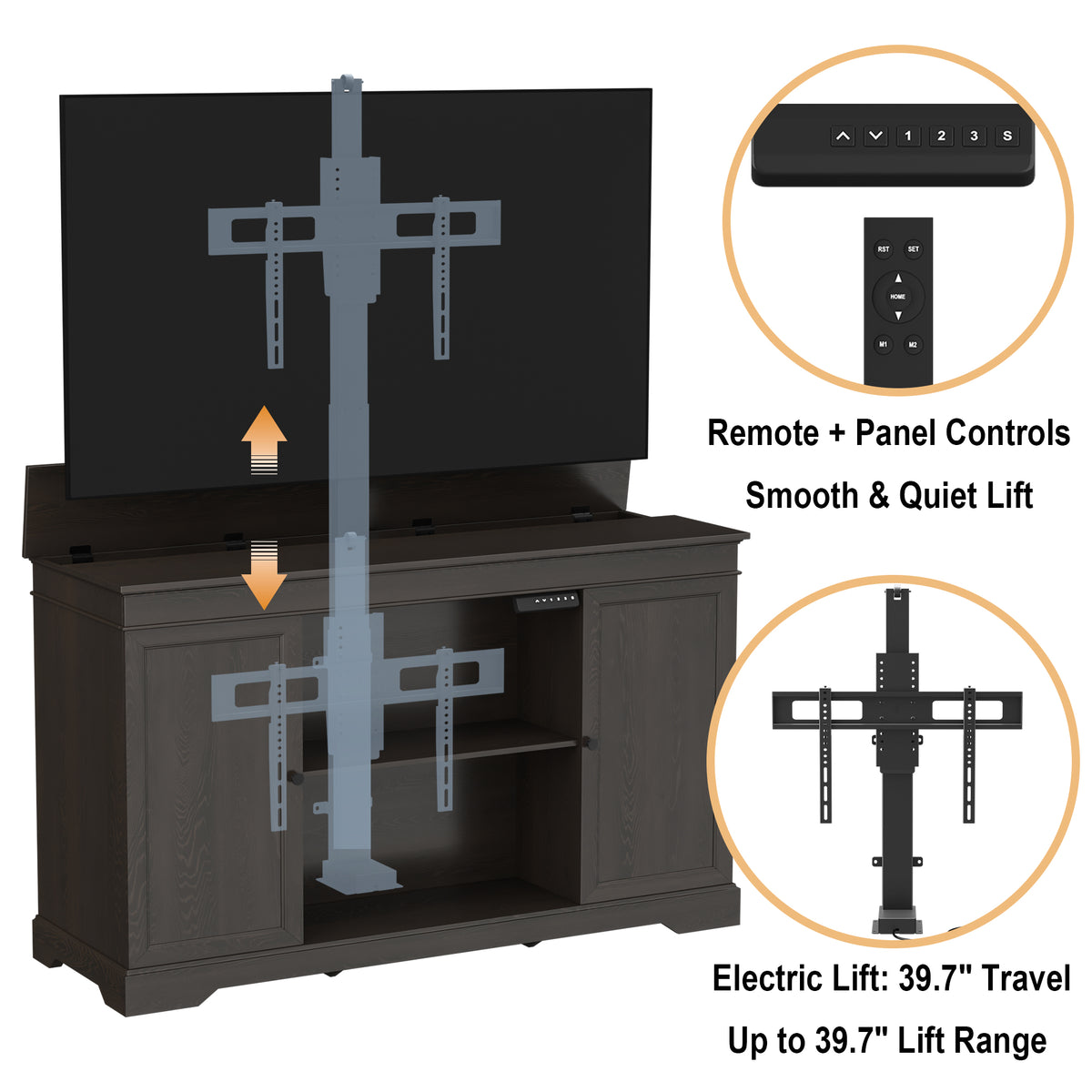 GDLF TV Lift Cabinet, Hidden Motorized Television Lift Cabinet for 55 ...