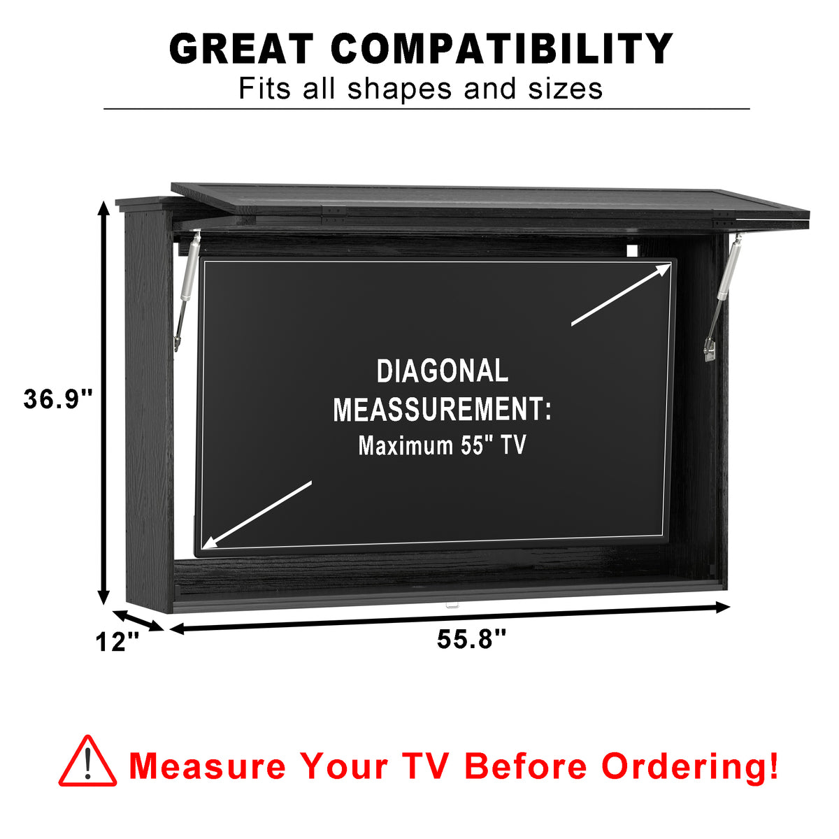 GDLF Outdoor TV Enclosure Solid Wood TV Cover 55 Inch Weatherproof wit ...