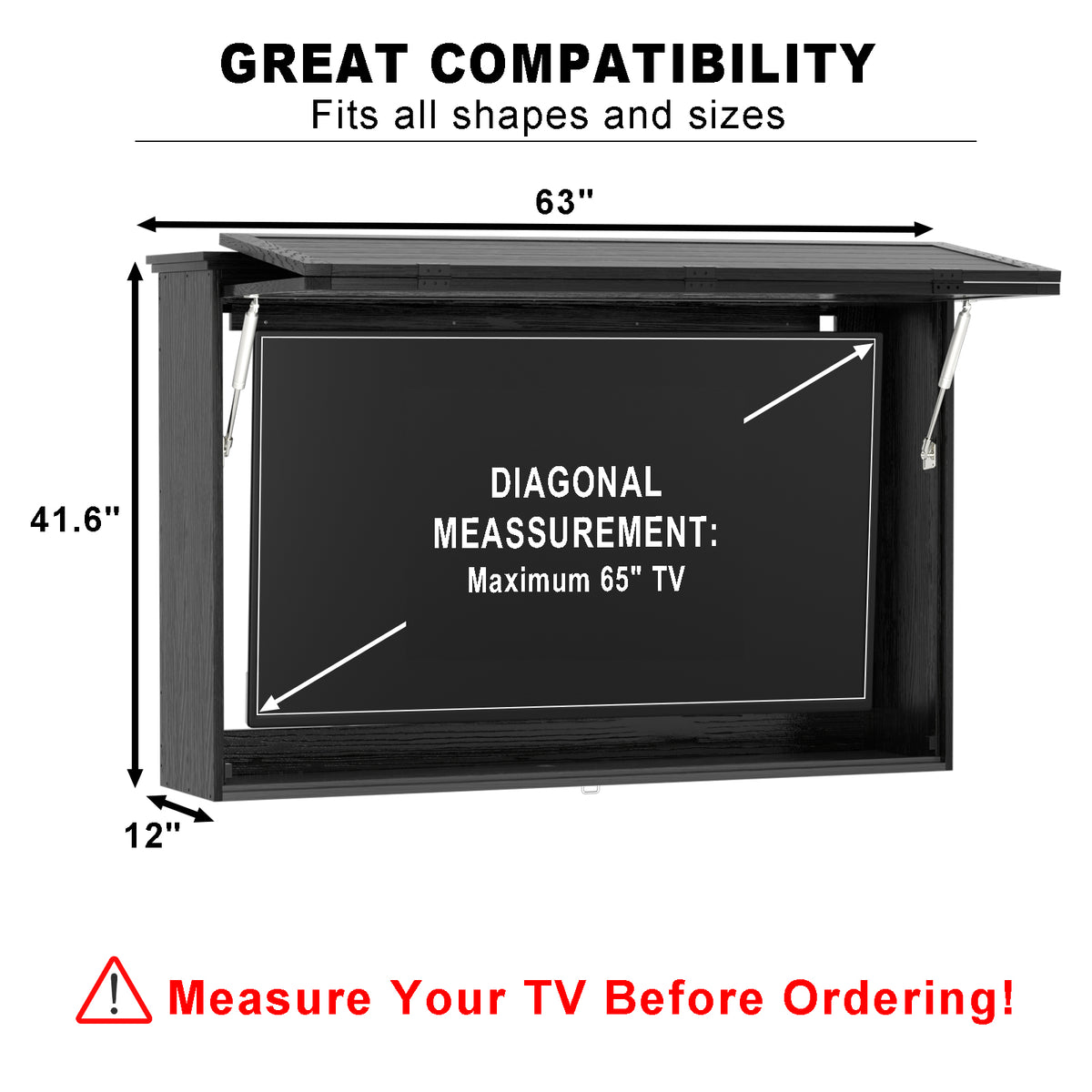 GDLF Outdoor TV Enclosure, 65 Inch Solid Wood Weatherproof TV Cabinet ...