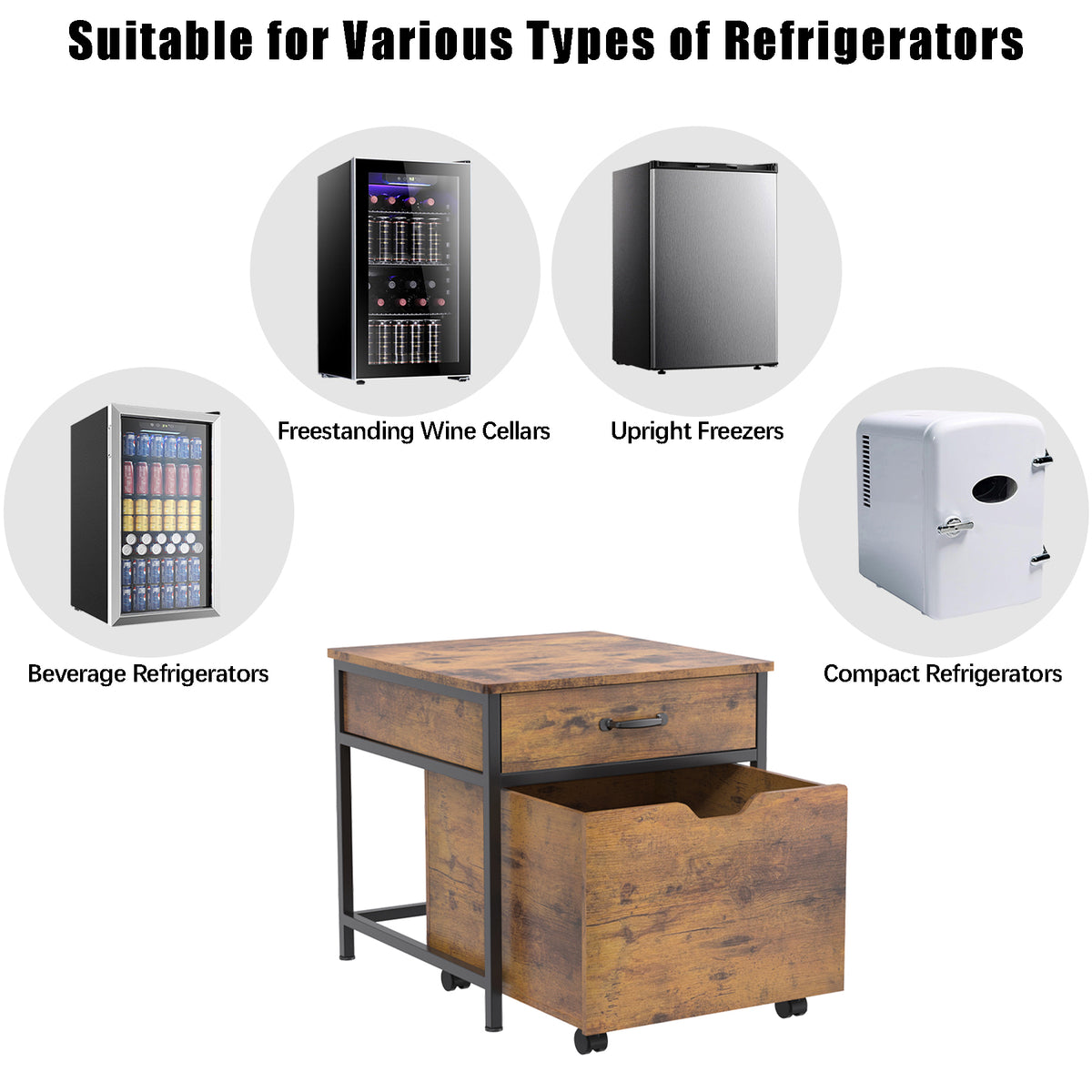 Mini Fridge Stand with Storage, Mini Fridge Cabinet, Dorm Fridge Stand ...