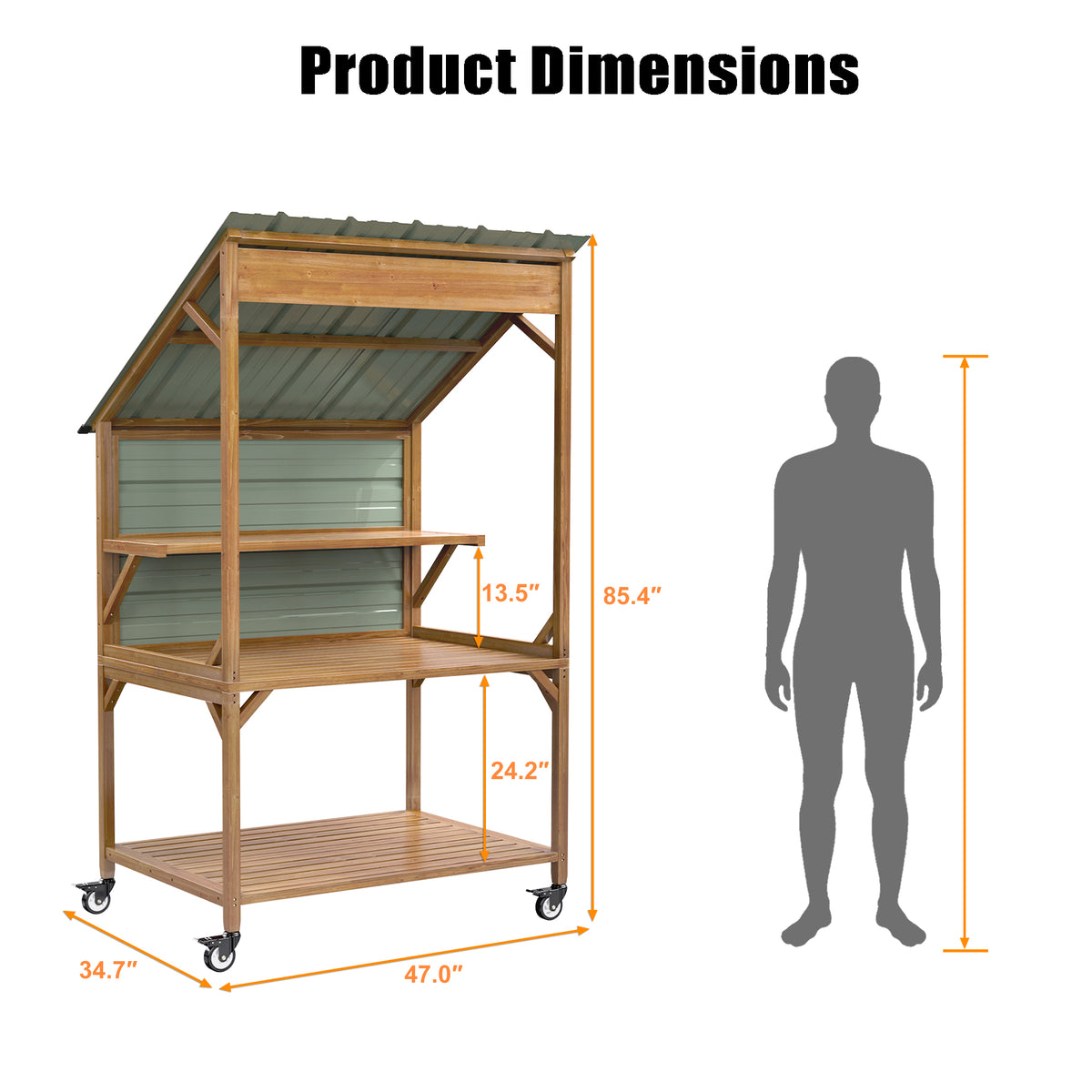 GDLF Farm Stand，Wooden Farmers Market Stand with Metal Roof for Farmho ...