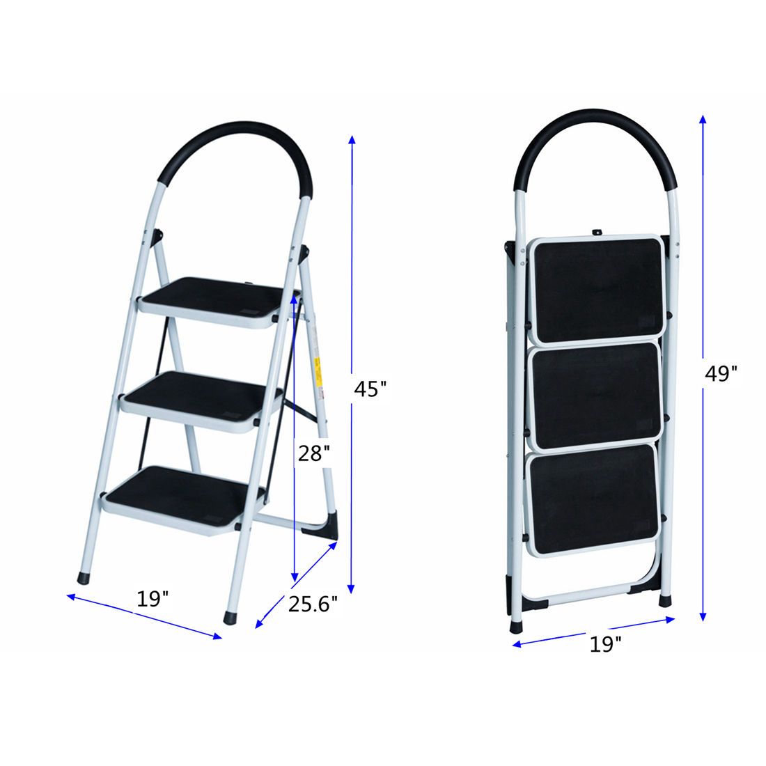 NEW EN131 Folding 3 Step Ladder Home Depot Lightweight 300 lb Capacity ...